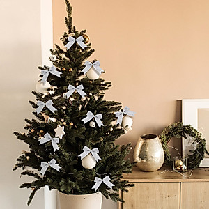 100 Pieces Christmas Mini Bows Glitter Ribbon 2 Inch Twist Tie Bows Pretied Mini Bows Shiny Christmas Bows DIY Polyester Craft Bows for Sewing Appliques Scrapbooking Wedding Gift