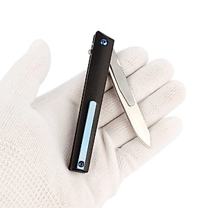 TENCHILON G37 Small Pocket Scalpel Knife, 10pcs #60 Replaceable Blades, Compact Slim Gentleman's Flipper Folding Scalpel EDC Utility Knives with Blue Titanium Pocket Clip (Black)