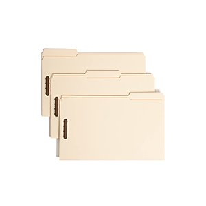 Smead 19537 Fastener File Folder, 2 Fasteners, Reinforced 1/3- Cut Tab, Legal Size, Manila, 50 Per Box (19537)