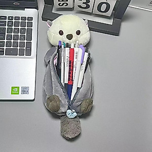 Otter Pencil Pouch,Cute Otter Pen Bag Case Box,Plush Animal Stationery Pouch,Otter Zipper Storage Pencil Case,Cute Christmas Gift Plush Animal Stationery Bag