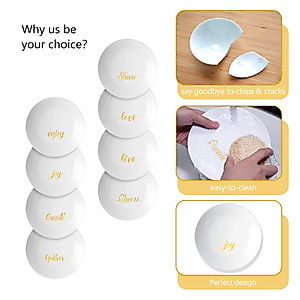 Patelai 8 Pcs 6'' Appetizer Plates Salad Plates Chip Resistant Snack Plates White Dessert Plates with Gold Celebration Words Multi Purpose Serving Plates
