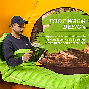 AEGISMAX Camping Sleeping Bag,Warm Weather 52℉- Goose Down Sleeping Bag,Portable Urltra-Light Mummy Sleeping,Outdoor Hiking for Adults Backpacking with Compression Bags(Green,Medium)