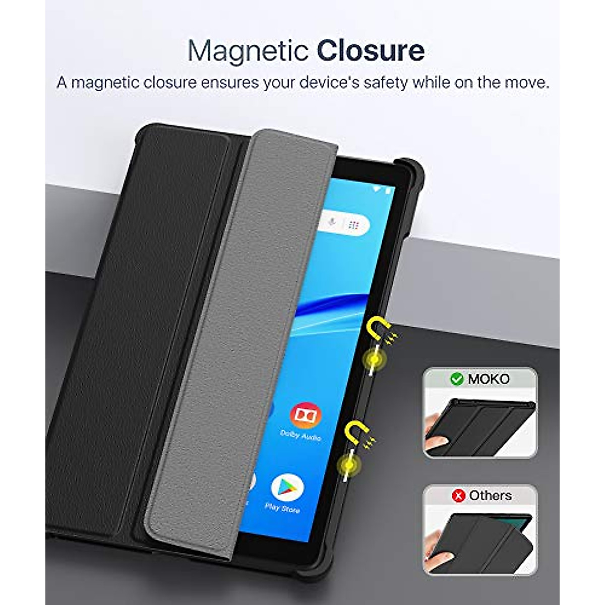 MoKo Case for Lenovo Tab M8 /Smart Tab M8 / Tab M8 FHD Case Model TB-8505F/TB-8505X/TB-8505FS/TB-8705F, Slim Lightweight Smart Shell Stand Cover Case for Lenovo Tab M8 HD/Tab M8 HD LTE, Black