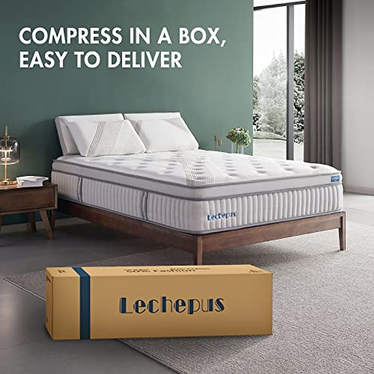 Twin Size Mattress, Lechepus 14 Inch Hybrid Memory Foam Mattresses with Individual Pocket Spring, Plush Breathable Comfortable Mattress for Cool Sleep & Pressure Relief Certified