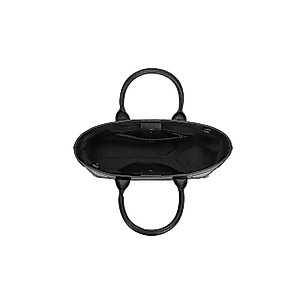 Daisy Rose Tote Shoulder Bag with Front Zipper - PU Vegan Leather - BLACK