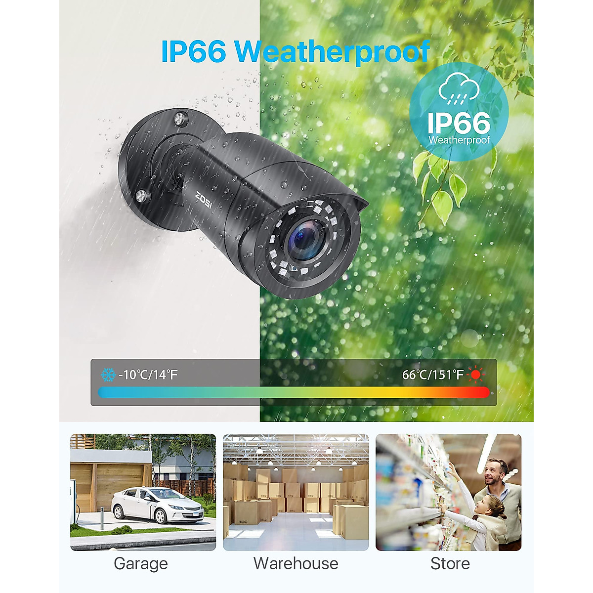 ZOSI H.265+ Home Security Camera System Outdoor Indoor, 8 Channel 5MP-Lite CCTV DVR Recorder and 4pcs Weatherproof Surveillance Bullet Camera,Night Vision,Remote Access,Motion Alerts (No HDD)