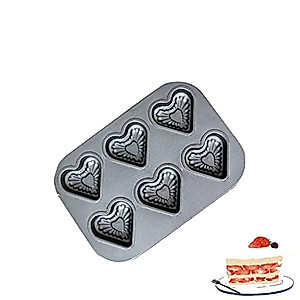 BESTonZON 3pcs 6 Heart Shaped Cake Pan Mini Muffins Mini Paper Cups Heart Pastry Heart Shaped Cupcake Pan Heart Cupcake Tray Baking Tray Baking Tools Cupcake Maker Bakeware Halloween
