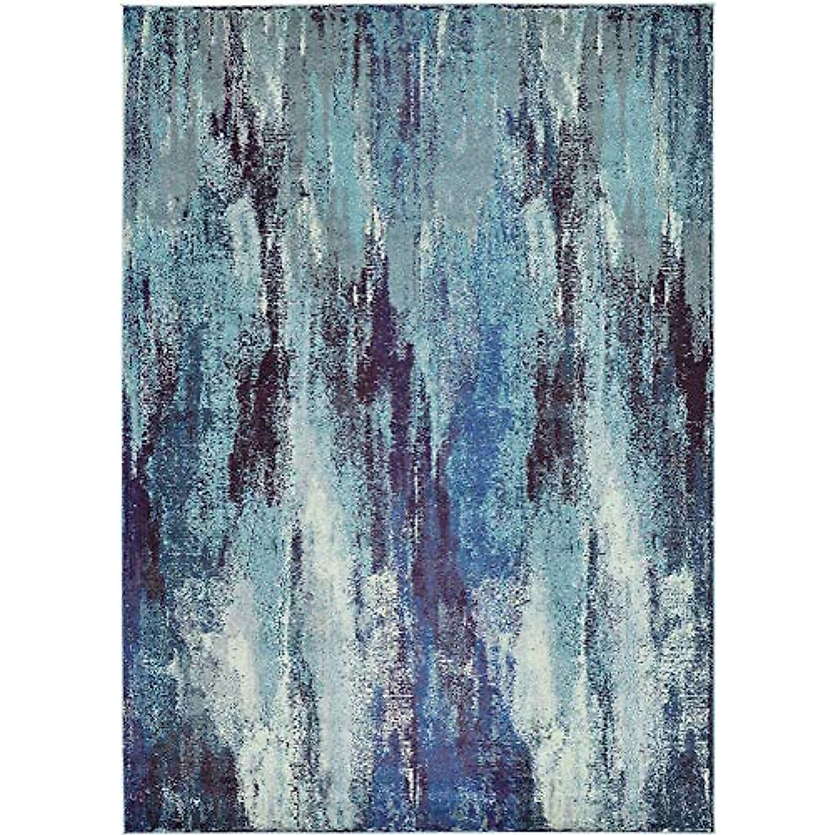 Unique Loom Jardin Collection Colorful, Vibrant, Abstract Watercolor Area Rug, Rectangular 7' 0" x 10' 0", Blue/Gray