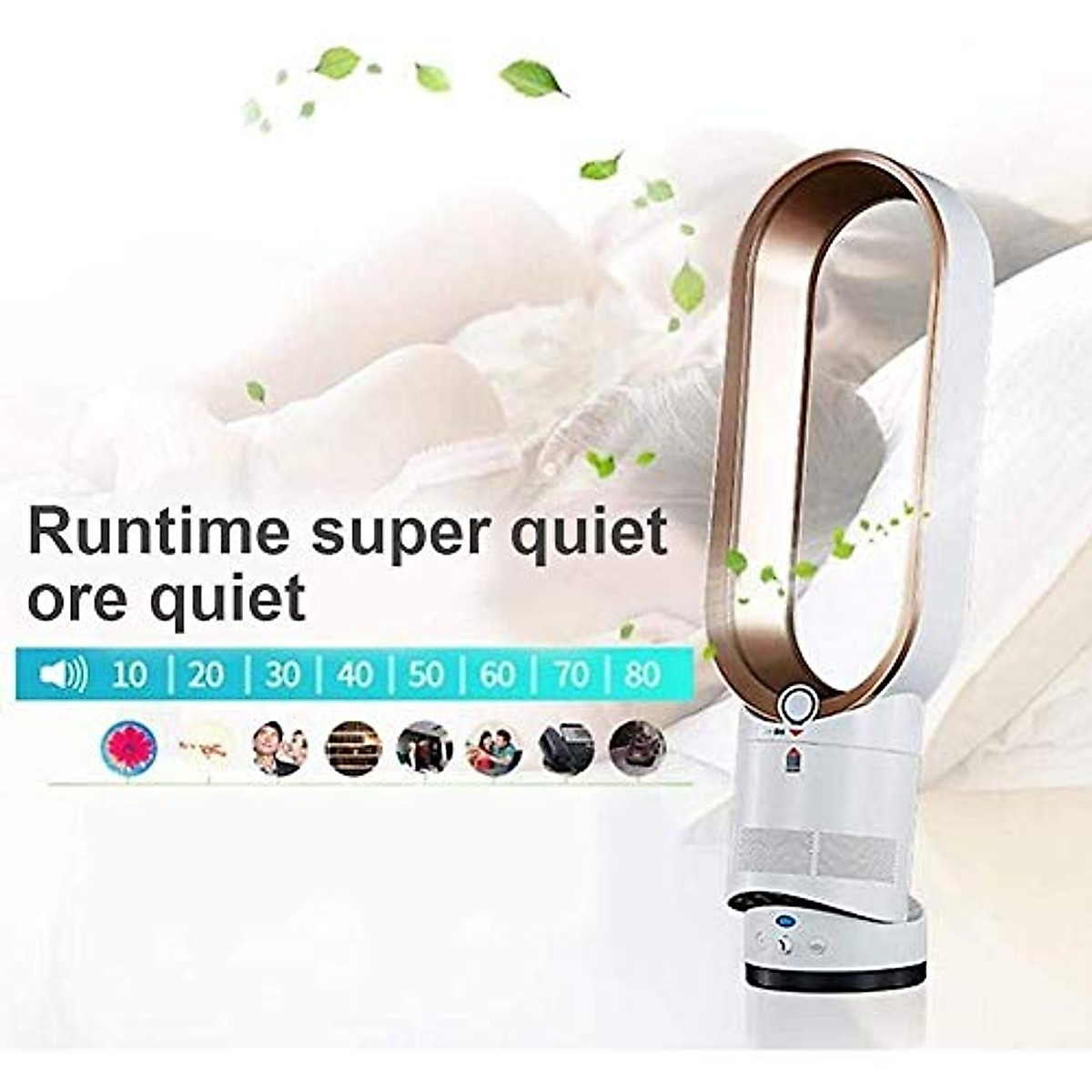 Bladeless Floor Fans,Oscillating Quiet Child Safety Tower Fan With Remote Control,Stand Air Conditioner Fan For Home With Timer Blue 65x25x20cm(26x10x8inch)