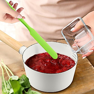 JIANWEI 1L Enamel Milk Pan, Milk Pot Butter Warmer Enamel Saucepan with Silicone Spatula & Pour Spout, Nonstick Enamel Milk Enamel Melting Pot for Induction Electric Gas Stoves(White)