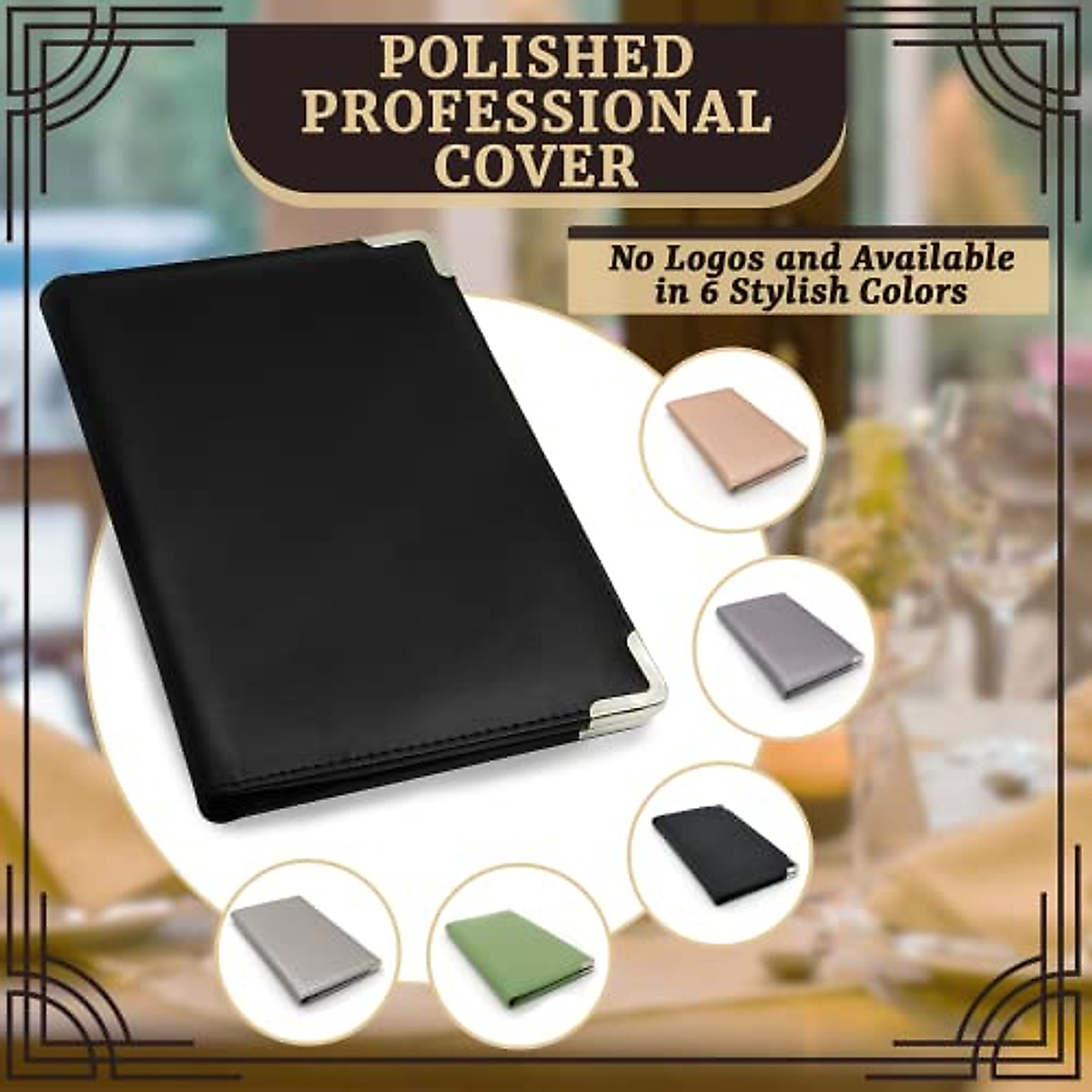 Brinero Professional Server Books for Waitress, Dual Core Deluxe Server Book Organizer for a Sturdy Surface, Metal Corners, Server Book - Waitress Book Organizer - Servers Book for Waitress