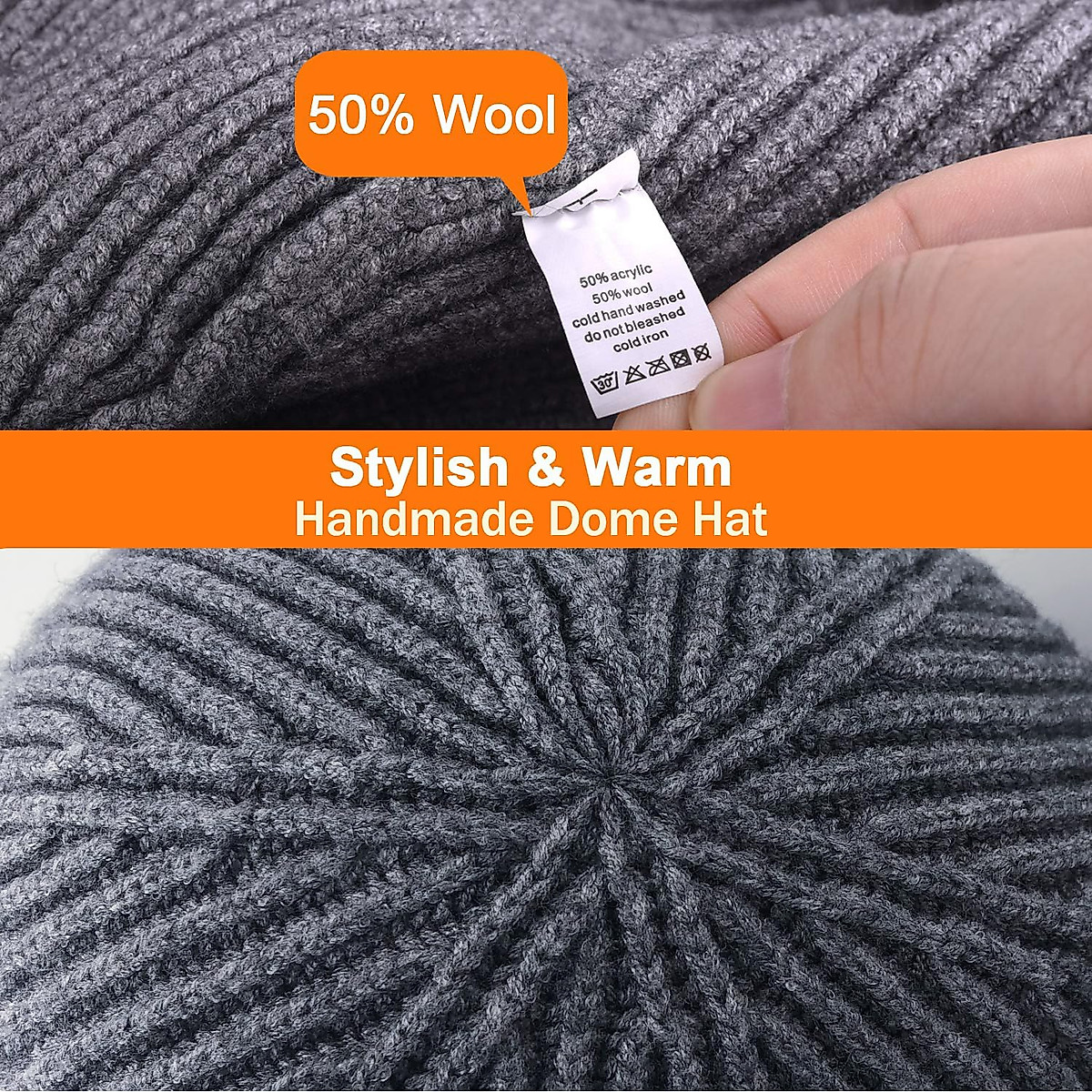 choshion 50% Wool Warm Cuffed Short Knit Fisherman Beanie for Men Women Winter Hats Trawler Skull Cap, Green