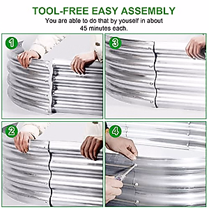 SOMXOY Raised Garden Bed,Galvanized Planter Box Oval Large Matel Steel Backyard Beds Outdoor for Vegetables,Flowers,Herbs,Plant