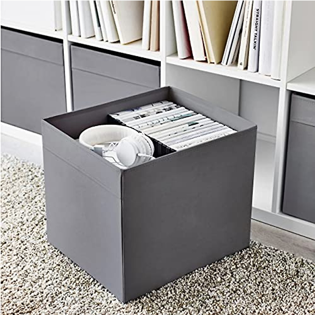 Cloth Storage Bins 13x15x13, Foldable Cubes Box Baskets Containers Organizer for Drawers, Home Closet, Shelf, Nursery, Cabinet, Large Set of 2 (Dark Gray)