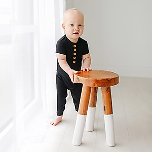 Posh Peanut Baby Rompers Pajamas - Newborn Sleepers Unisex Clothes - Kids One Piece PJ - Soft Viscose from Bamboo (Solid Ribbed Black, 6-9 Months)