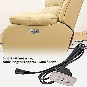 Electric Recliner Chair Sofa Replacement Button,Electric Recliner Push Rod Motor Telescopic Lifting Line Controller LED Backlight USB Socket, Mobile Phone Charging Straight 5V