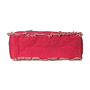 NATURALS EXPORT Handmade Canvas Bag With Leather, Canvas Tote Bag Shoulder Handbag for Women, Pink