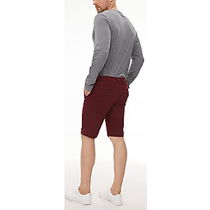 Plaid&Plain Men's Burgundy Shorts Slim Fit Chino Shorts 9 inch Inseam Burgundy 30