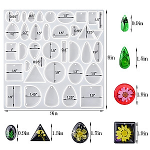 Resin Jewelry Molds, Jewelry Molds for Resin Casting, Silicone Molds for Epoxy Resin, Jewelry Molds Pendant Mold for DIY Gem Cabochon Pendant, Earring, Necklace Jewelry Making