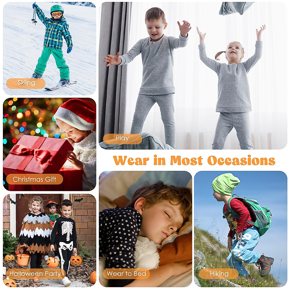 Zando Kids Thermal Underwear Sets Girls Soft Base Layer Fleece Long Underwear Toddler Thermal Set Boys Underwear Long Johns Ultra Cold Weather Gear Toddler Underwear Black Large (100) /3T