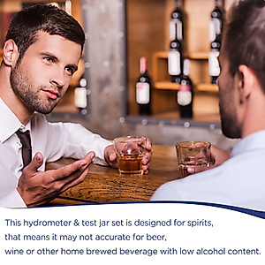 Hydrometer Alcohol Meter Test Kit Hydrometer Alcohol 0-200 Proof, Hydrometer Alcohol with Glass Cylinder, Brush and Dust Cloth, Distilling Moonshine Alcoholmeter for Proofing Distilled (Yellow)