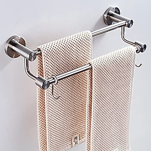 Bath Double Towel Rails Bathroom Towel Holder Bar Wall Mounted Stainless Steel Towel Rack Hanger with Hooks Dual Towel Rod Shelf in Kitchen (Size : 30cm)