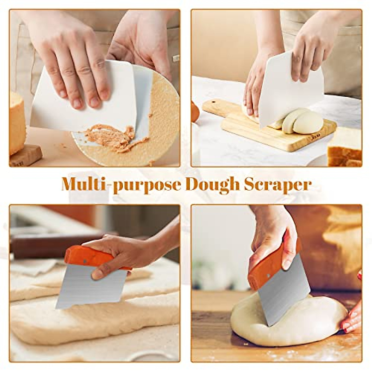 Bread Proofing Basket, ELVASEN 9" Round & 9.8" Oval Bread Making Tools Set of 2 - Bread Making Kit Include Bread Proofing Baskets, Linen Cloth Liner, Scraper, Basting Brush