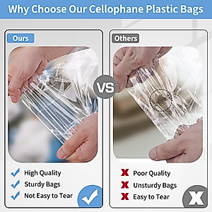 COIDEA 100 Pcs T Shirt Bags, 10x14 Inches Clear Poly Bags, Resealable Cellophane Bags, Plastic Bags for Clothes, Decorative Wrappers, Party Favors, Artwork and More