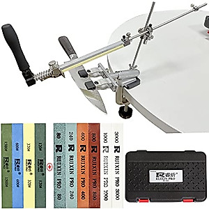 RUIXIN PRO RX-009 Professional Knife Sharpener System with 10 Whetstones, 360° Rotation Flip Design, Fixed Angle Stainless Steel Kitchen Chef Knife Sharpening Kit Fine Grinding Polishing Tool