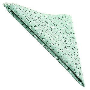 ZENXUS Mens Cotton Skinny Floral Light Sage Tie Combo Set with Pocket Square