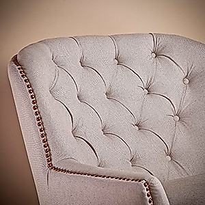 Christopher Knight Home Tafton Tufted Fabric Club Chair, Natural 33.7D x 34.6W x 34.6H in