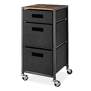 Whitmor Rolling 3-Drawer Storage Utility Cart, Brown