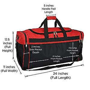 DALIX 25" Extra Large Vacation Travel Duffle Bag in Red and Black