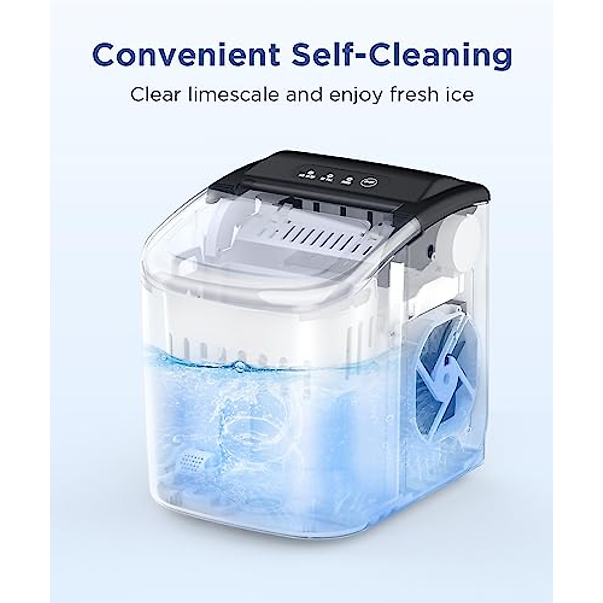 COWSAR Portable Countertop Ice Maker Machine with Self-Cleaning, 26.5lbs/24Hrs, 6 Mins/9 Pcs Bullet Ice, Ice Scoop and Basket, Handheld Ice Maker for Kitchen/Home/Office/Party