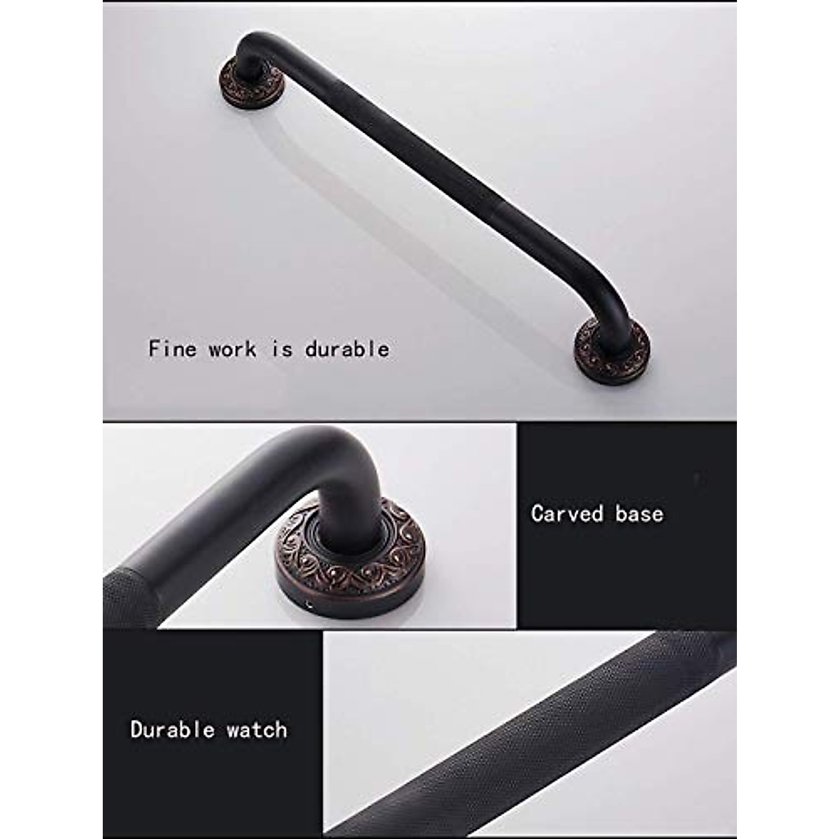 CRODY Bath Wall Attachment Handrails Grab Bar Rails Towel Rack Grab Bar European Copper Retro Antique Wall Hanging Toilet Disabled Elderly Bathroom Safety Handrail Senior Assist Bath Handle/Black/49.1