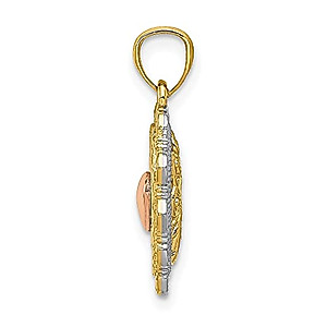 IceCarats 14K Two Tone Gold White Reversible Antique Filigree Heart Necklace Love Pendant Charm Only