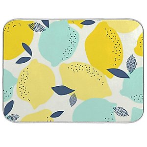 Microfiber Drying Pad for Kitchen Dining Table,16x18 Inch Non Slip Dish Drying Mat Citrus Lemon Fruits Kitchen Mats