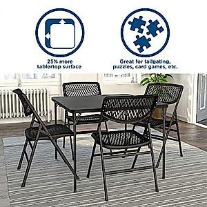 COSCO XL 38.5" Fold-in-Half Card Table w/ Handle, Black, Indoor & Outdoor, Portable, Wheelchair Accessible, Camping, Tailgating, & Crafting Folding Table