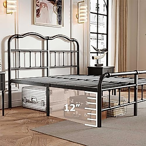 FDLOGW Cal King Size Bed Frame with Headboard and Footboard, 14 Inch High, No Box Spring Needed Heavy Duty Metal Platform Bedframe, Noise Free