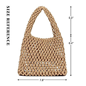 Freie Liebe Small Crochet Tote Bag for Women Summer Mesh Woven Handbags Beach Hobo Bag