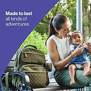 BabbleRoo Diaper Bag Backpack, Travel Backpack with Changing Pad, Pacifier Case & Stroller Straps, Multifunction, Waterproof, Unisex – Army Green