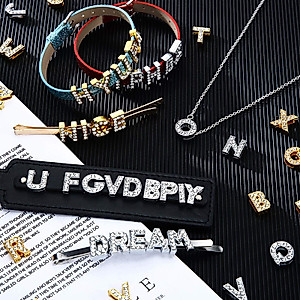 WILLBOND 104 Pieces Rhinestone Letter for Crafts Slider Charms Alphabet Letter A-Z 8 mm Alloy for DIY Bracelet Wristbands Necklace Choker Jewelry Making Charms Supplies (Gold and Silver)