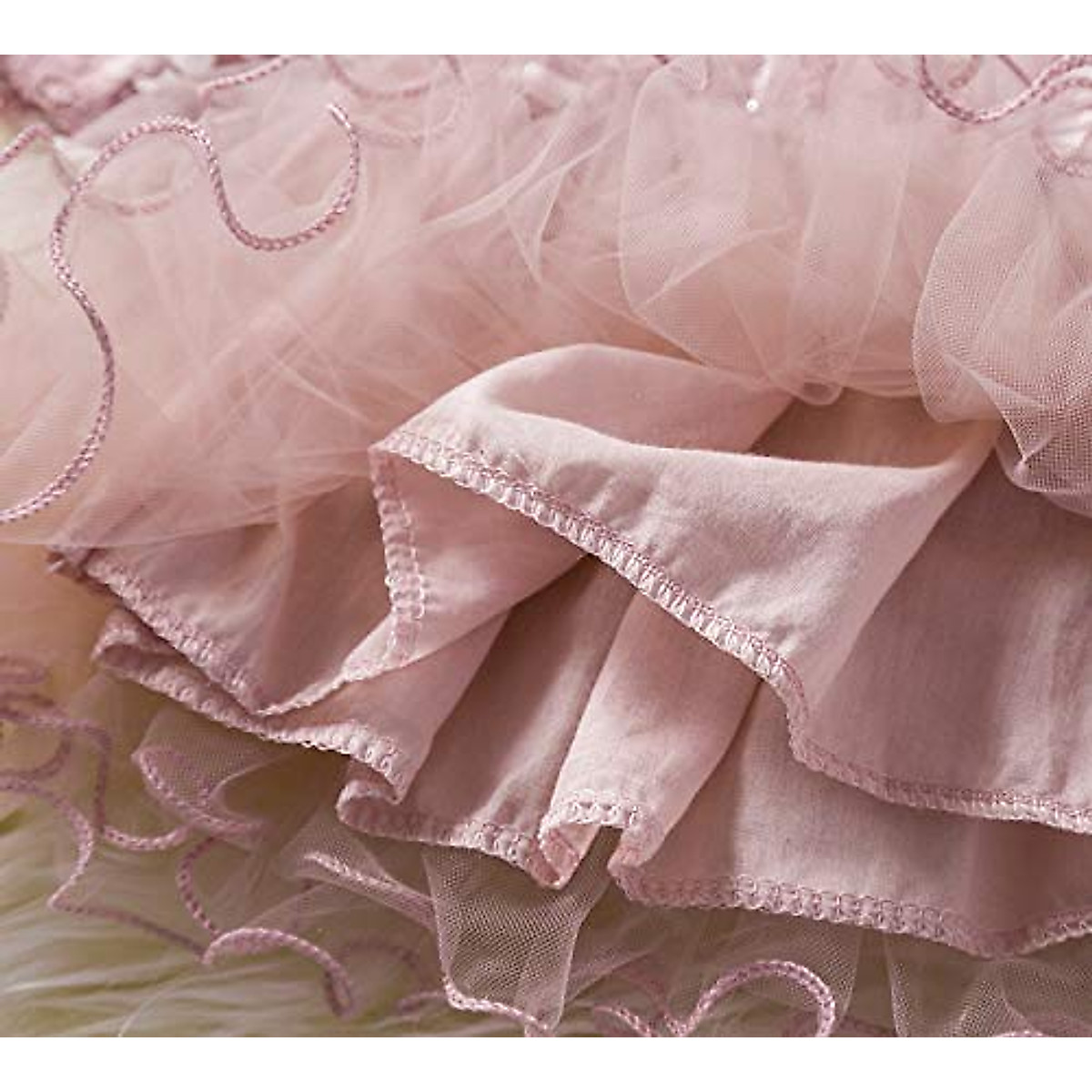 TTYAOVO Girls Long Sleeve Lace 3D Flowers Tulle Layered Princess Party Dresses Size(120) 3-4 Years Pink