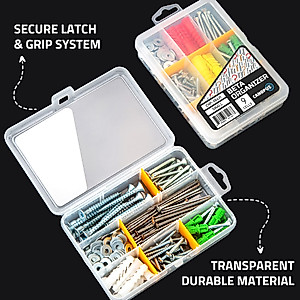 CANOPUS 9-Grid Clear Plastic Compartment Box with Adjustable Dividers, Small Parts Storage and Organizer Case for Craft, Jewelry, Beads, Tiny Tools and Parts, (2 Set), 5.5 x 4.0 x 1.2 inch, Clear