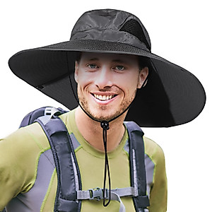 Herolland Super Wide Brim Fishing Hat for Men and Women,UPF50+ Waterproof Bucket Hat for Fishing, Hiking, Camping Deep Grey