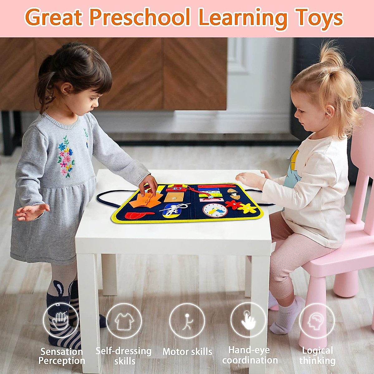 gotbble Montessori Busy Board Toddler Toys, Learning Toys for Toddlers 1-3 Years Old, Preschool Toys Toddler Travel Toys