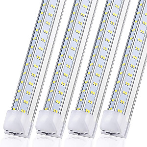 BSK.BESTKA LED Shop Light Fixture, 4FT, 50W 6500LM, 6000K Cold White, 4 Foot T8 Integrated LED Tube Lights, Plug in Warehouse Garage Lighting, V Shape, High Output, Linkable with On/Off Switch (4PCS)