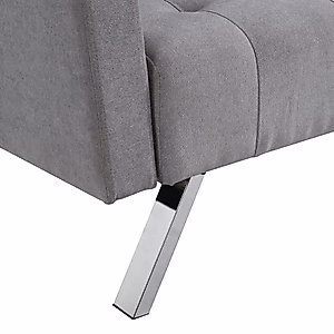 AnwickNomo Futon Sofa Bed,Recliner Couch,Convertible Folding Lounge Couch Loveseat Sleeper Sofa with Armrests, Small Love Seat for Living Room Office Reading Room,Bedroom Furniture Set (Light Grey)