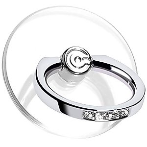Transparent Phone Ring Holder Grip - EI Sonador Clear Cell Phone Ring Stand Holder Finger Grip Kickstand 360° Rotation, Compatible with Most of Phones, Tablets and Case (2 Silver Diamond)