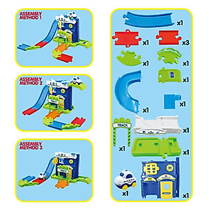 Toy Chef Go Go Drivers Garage Playset, Car Garage with Car Launcher, Race Track for Boys, Parking Lot Toy for Toddlers (Police Play Set)